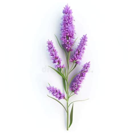 Elegant Purple Flower Stem On White Background Stock Illustration