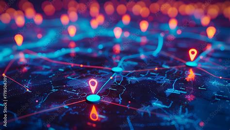 A Digital Map Featuring Interconnected Location Pins Symbolizing Global Network Connectivity