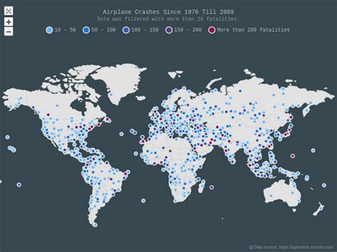 Airplane Crashes Since 1970 Till 2009 With Dark Blue Theme Maps Point
