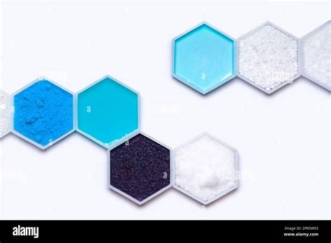 Chemical Ingredient In Hexagonal Molecular Shaped Container Sodium Thiosulfate Copper Ii