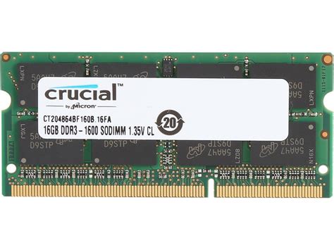 Crucial 16gb 204 Pin Ddr3 So Dimm Ddr3l 1600 Pc3l 12800 Laptop Memory