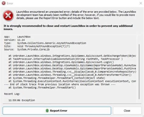 Error Message When Trying To Import Epic Games Troubleshooting LaunchBox Community Forums