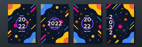 2022 년 새해 복 많이 받으시면 의 표지 디자인 강력한 타이포그래피 화려하고 기억하기 쉽습니다 브랜딩 프레젠테이션 포트폴리오 비즈니스 교육 배너용 디자인 벡터