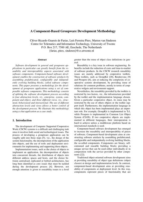 Pdf A Component Based Groupware Development Methodology