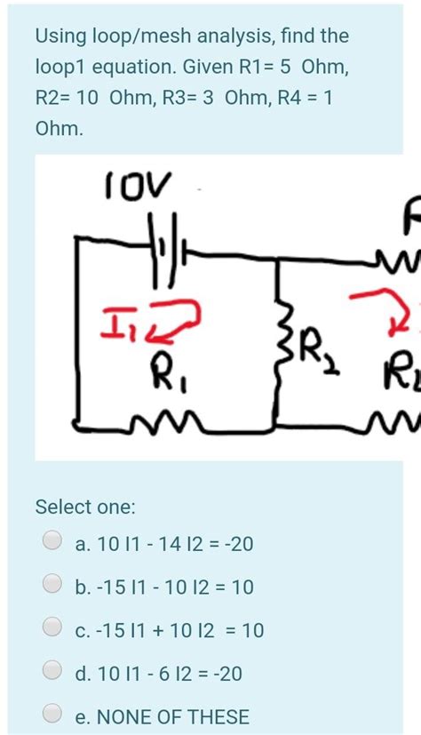 Solved Using Loopmesh Analysis Find The Loop1 Equation
