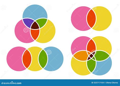 Venn Diagrams Circle Intersection For Infographic 2 3 And Four Graph Template Vector Graphic