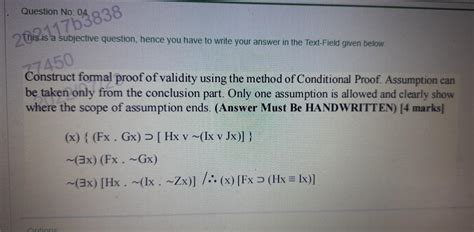 solved construct formal proof of validity using the method