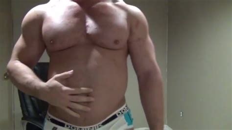 Sexy Bodybuilder Rubs Belly