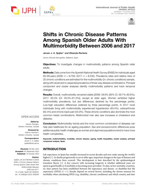 Pdf Shifts In Chronic Disease Patterns Among Spanish Older Adults