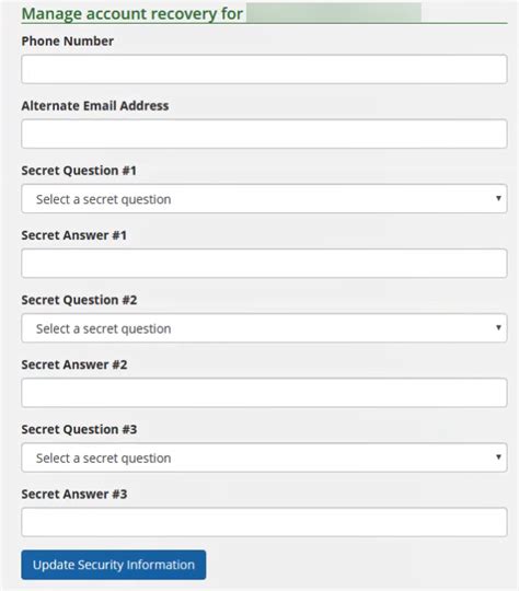 Click Update Security Information To Save Changes