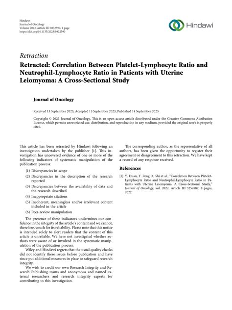 Pdf Retracted Correlation Between Platelet Lymphocyte Ratio And