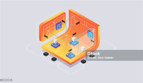 아이소메트릭 디자인 컨셉 가상 현실 및 증강 현실 소프트웨어 개발 및 프로그래밍을 제공합니다 빅 데이터 센터 양자 컴퓨터