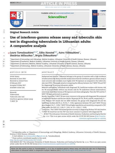 Pdf Use Of Interferon Gamma Release Assay And Tuberculin Skin Test In Diagnosing Tuberculosis