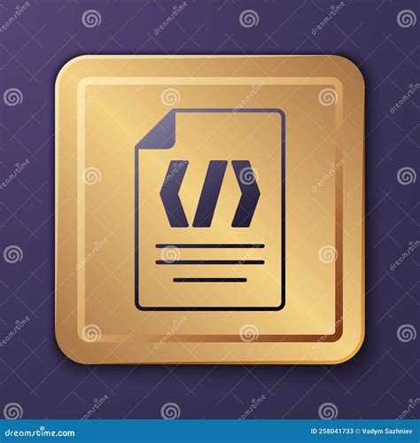 Purple Binary Code Icon Isolated On Purple Background Gold Square