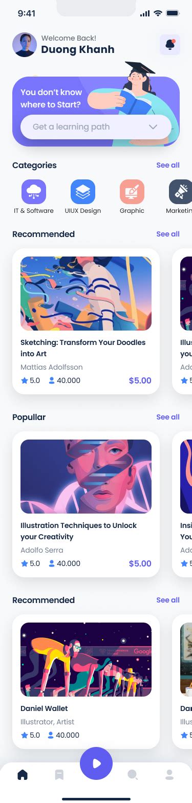 Academy Online E Learning App React Native CLI Ui Kit By JsmThemes