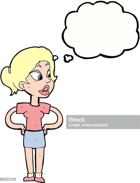 말풍선이 있고 손을 엉덩이에 대는 여성 만화 캐릭터 거친에 대한 스톡 벡터 아트 및 기타 이미지 거친 귀여운 기이함 Istock