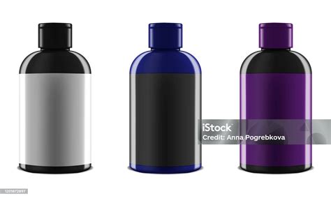 빈 레이블 벡터 템플릿과 현실적인 화장품 병 뷰티 스킨 케어 제품 포장 색상 세트입니다 재색하기 쉬운 나사마개에 대한 스톡 벡터 아트 및 기타 이미지 Istock