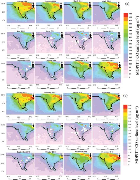 Mopitt Co Surface Level Over The India During The Months From January