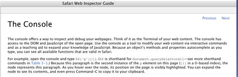 Javascript Where Is The Console Api For Webkitsafari Stack Overflow