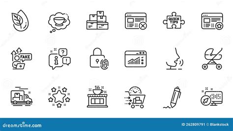 Outline Set Of Reject Web Web Traffic And Coffee Shop Line Icons For Web Application For