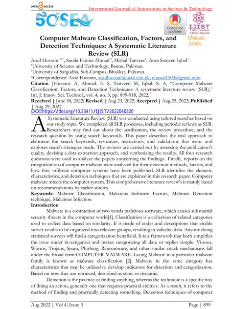 Pdf Computer Malware Classification Factors And Detection