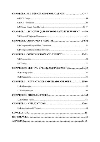Electrical Project Chandresh Report On Laser Transmitter And Receiver Table Of Content PDF