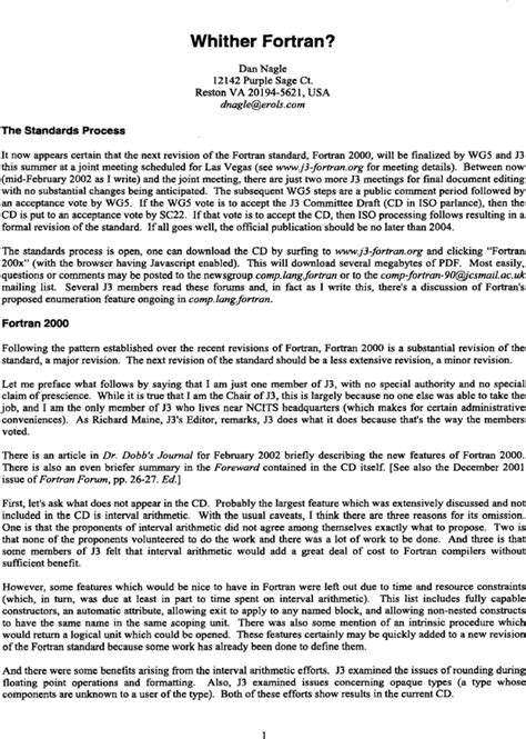 Whither Fortran Acm Sigplan Fortran Forum