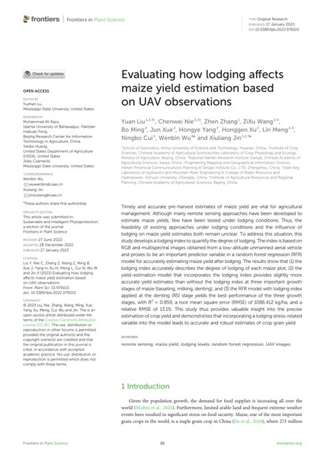 Pdf Evaluating How Lodging Affects Maize Yield Estimation Based On Uav Observations