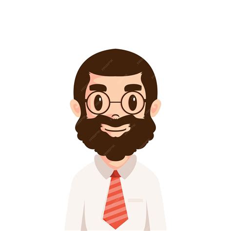 Premium Vector A Cartoon Man With A Beard And Glasses Is Smiling