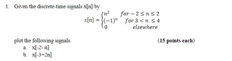 Solved Given The Discrete Time Signals X N By Plot The Chegg