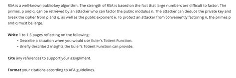 Solved Rsa Is A Well Known Public Key Algorithm The