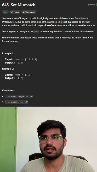 Set Mismatch Leetcode 645 Tamil Python Karthi Stucks At Code Youtube