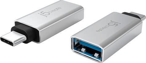 Best Buy J Create USB Type C To USB Type A Charge And Sync Adapter Pack Black Silver JUCX X