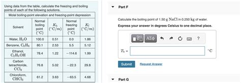 Solved Using data from the table, calculate the freezing and | Chegg.com