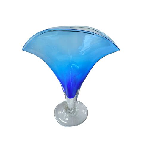 Blue Bullet Shaped Glass Vase For Sale At 1stdibs