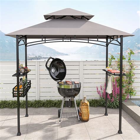 Costway 242 X 153 Cm Outdoor Grill Gazebo Double Tiered Bbq Canopy Tent