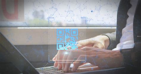 Animation Of Network Of Connections With Qr Code Over Caucasian Man
