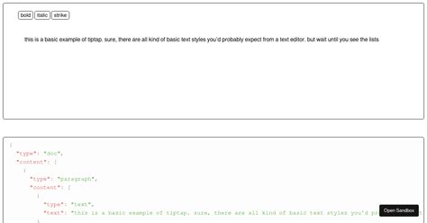 Tiptap Demo Codesandbox