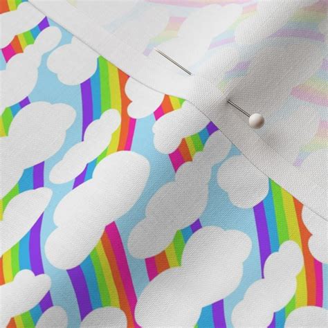 Rainbow Clouds Blue Sky Small Fabric Spoonflower