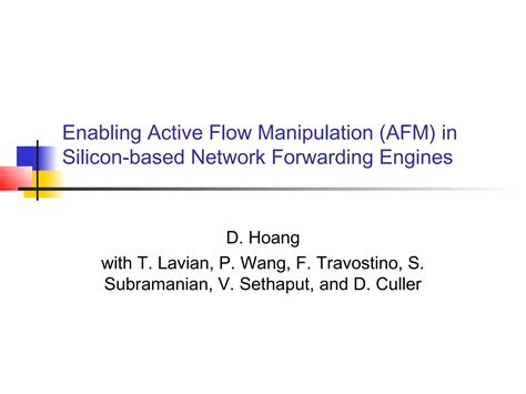 enabling active flow manipulation afm in silicon based network
