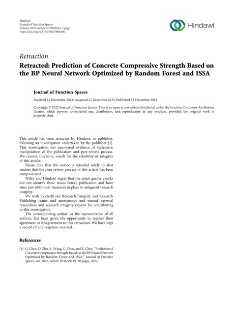 Pdf Retracted Prediction Of Concrete Compressive Strength Based On The Bp Neural Network