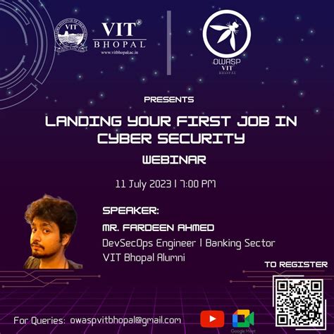 Owasp® Club Vit Bhopal On Linkedin Cybersecurity Webinar Owasp Vitbhopal