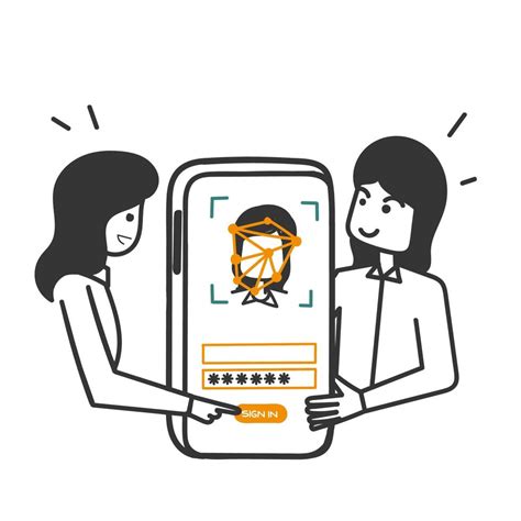 Hand Drawn Doodle Mobile Smart Phone With Face Recognition App