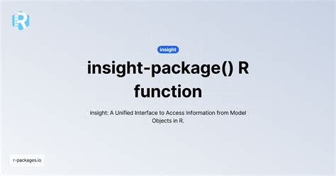 Insight Package R Function From Insight R Packages