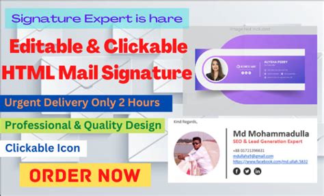 Create Clickable Html Email Signature In 2hrs By Hmmahmud633 Fiverr