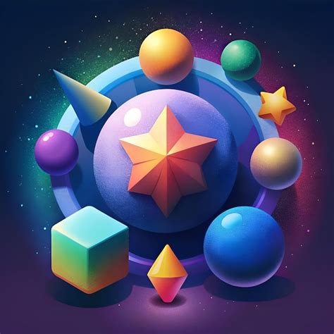 A Vibrant And Whimsical Illustration Of Geometric Shapes Floating In A
