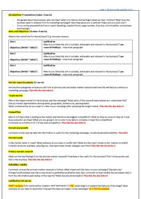 Unit 2 Marketing Campaign Structure For Activities 1 And 2 Studocu