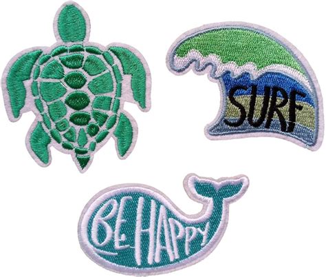Amazon co jp LOLO import タートル surf クジラ ハワイ ワッペン 刺繍 アップリケ アイロン 子供 入園 保育園 幼稚園 小学校 D タートル ホビー
