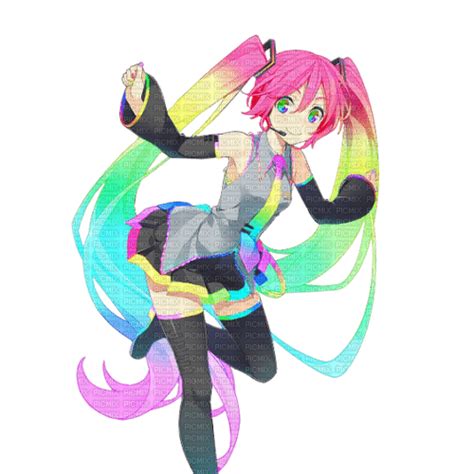 Rainbow Miku Hatsune Miku Webcore Rainbow Vocaloid Free PNG PicMix