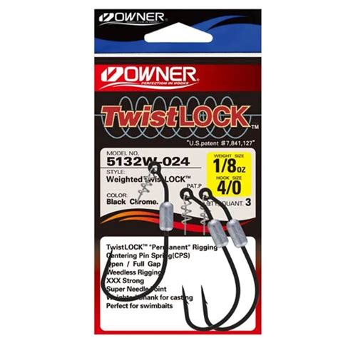 Owner Twistlock Weighted Hooks 5132w Art Of Fishing Aof